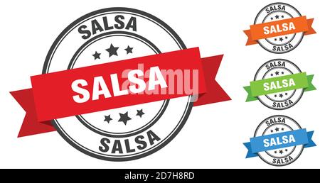 salsa sign. round ribbon label set. Stamp Stock Vector Image & Art - Alamy