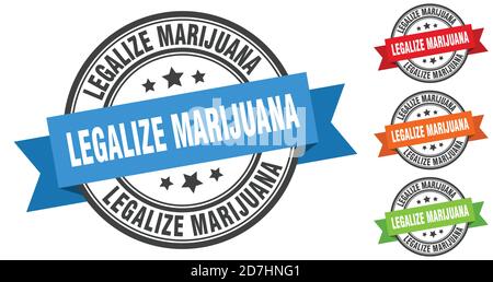 marijuana stamp. round band sign set. ribbon label Stock Vector Image ...