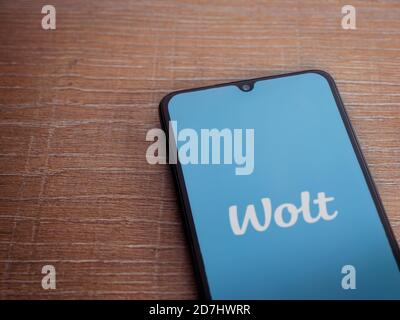 Lod, Israel - July 8, 2020: Wolt app launch screen with logo on the ...