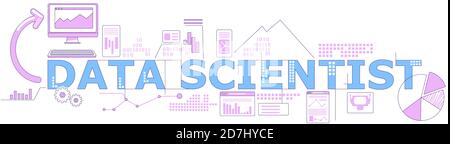 Data analysis word concepts banner. Big data. Machine learning algorithms. Databases and servers ...