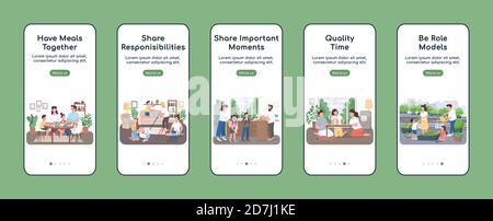 Family time together onboarding mobile app page screen vector template ...