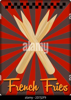 retro diner sign, with french fries. vector. fictional artwork Stock ...