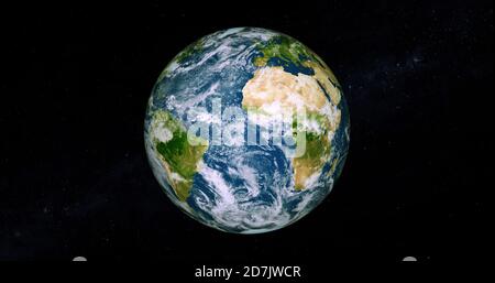 Beautiful photo realistic 3d earth on space. .front view of the earth ...