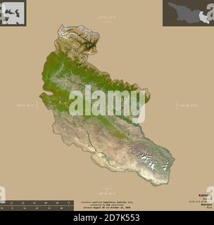 Kakheti, region of Georgia. High resolution satellite map. Locations ...
