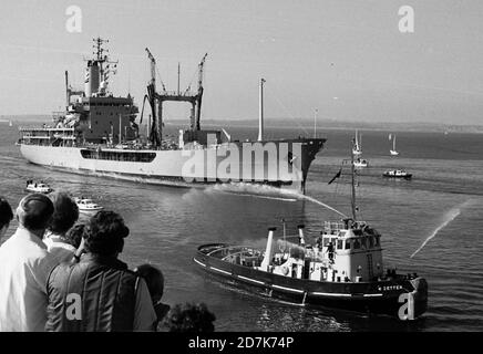 RFA BLUE ROVER RETURNS TO PORTSMOUTH FROM THE FALKLANDS. PIC MIKE ...