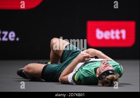 Alejandro Davidovich Fokina of Spain lies on the grass after falling ...