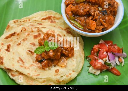 Kerala beef with parotta porotta roti. beef fry beef curry kerala style ...