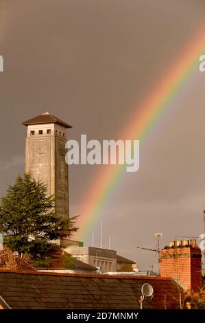 The stone clock tower of the Civic Centre in Southampton, Hampshire ...