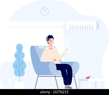 Air conditioner vector device for home conditioning. Working fan with ...