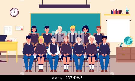 Student girl in classroom cartoon Stock Vector Image & Art - Alamy