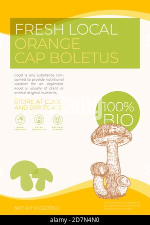 Fresh Local Mushrooms Label Template. Abstract Vector Packaging Design ...