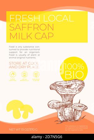 Fresh Local Mushrooms Label Template. Abstract Vector Packaging Design ...