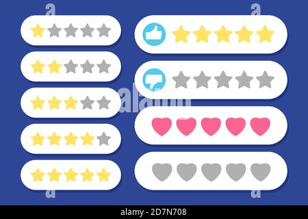 White five stars quality rating icons. 5 stars icon. Five star sign ...