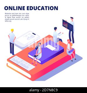 Online education concept. Distance study at school. Vector cartoon ...