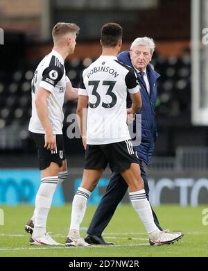 Fulham's Antonee Robinson (left) and Crystal Palace's Justin Devenny ...