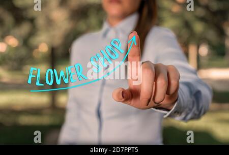 Writing note showing Flower Shop. Business concept for where cut ...