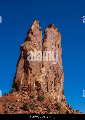 Climbers on Independence Monument in the Colorado National Monument. It ...