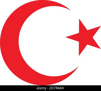 turkey crescent moon icon over white background, line style, vector ...
