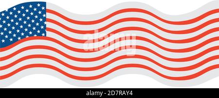 long USA flag icon over white background, colorful design, vector ...