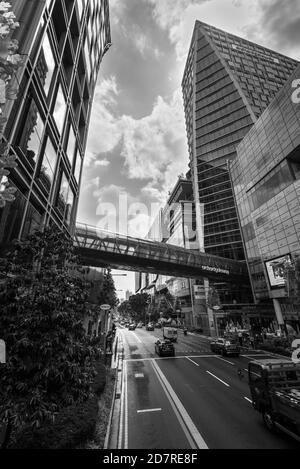 Orchard Road with Orchard-gateway Shopping Mall and glass tubular ...