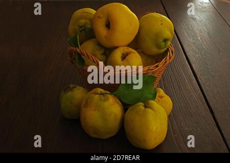 Apple-quince onthe table close-up Stock Photo - Alamy