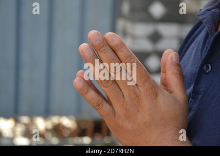 indian Namaskar prayer hands Stock Photo - Alamy