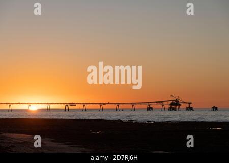 The Onslow salt jetty moves salt from where it is harvested onto ships ...