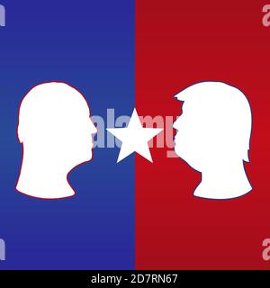 US presidential elections 2020, silhouette portraits of Joe Biden and ...