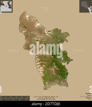 Syunik, province of Armenia. High resolution satellite map. Locations ...