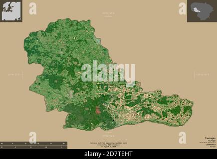 Taurages, county of Lithuania. High resolution satellite map. Locations ...