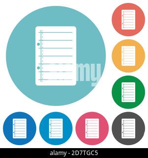 Scratch pad flat white icons on round color backgrounds. 17 background ...