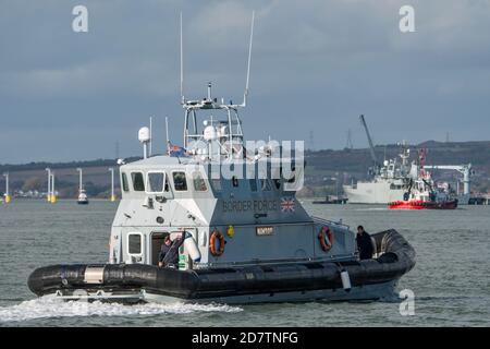 Border Force patrol vessel HMC Vigilant passing through Harwich Haven ...