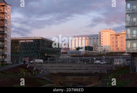 UMEA, SWEDEN ON NOVEMBER 15, 2011. Block of modern and newly built ...