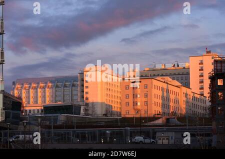 UMEA, SWEDEN ON NOVEMBER 15, 2011. Block of modern and newly built area ...