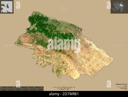 Daglig-Shirvan, region of Azerbaijan. High resolution satellite map ...