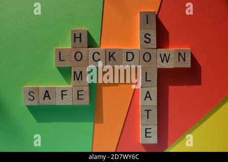 Self Isolate alphabet letters on wooden background Stock Photo - Alamy