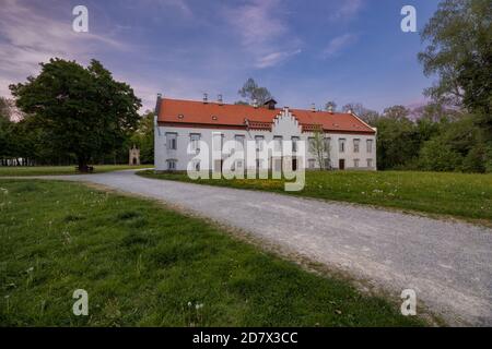 Novi Dvori of Ban Jelacic manor and neo gothic chapel in town Zapresic ...