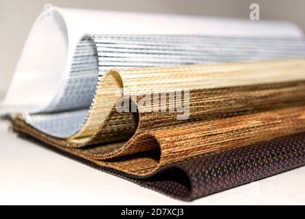 Various natural fabric samples background Stock Photo - Alamy