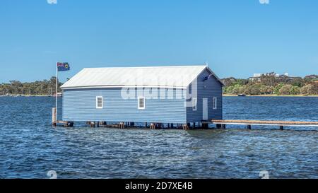 The Crawley Edge Boathouse, aka the Blue Boathouse, in the Swan River ...