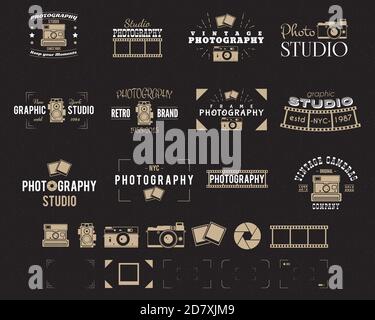 Vintage Photography Badges, Labels. Monochrome design with stylish ...