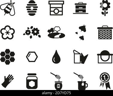Honey Making & Bee Keeping Equipment Icons White On Black Flat Design Set Big Stock Vector Image ...