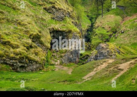 The deep and spectacular opencut at Odin Mine, Castleton, viewed from ...