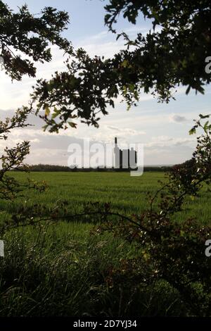 View from cycle network to Greenan castle, near Ayr, Ayrshire, Scotland ...