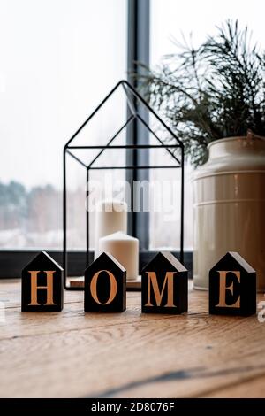 the inscription house made of blocks Stock Photo - Alamy