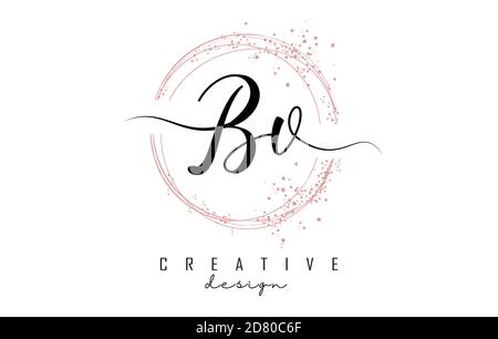 BV Handwritten Letters Logo Design with Circular Letter Pattern ...