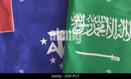 French Southern and Antarctic Lands and Saudi Arabia flags textile ...