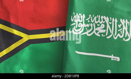 Saudi Arabia and Vanuatu two flags textile cloth, fabric texture Stock ...