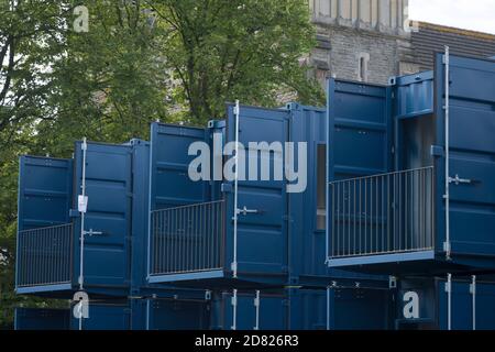 Shipping containers used to house the homeless on Bute Street in ...