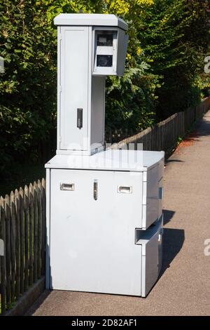Speed camera on the narrow street of small swiss city. The 30 km/h is ...