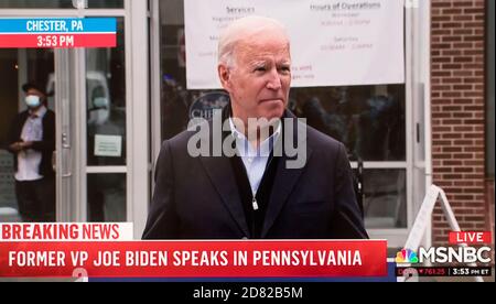 Chester, Pennsylvania, USA. 26th Oct, 2020. Screen grab from MSNBC's ...